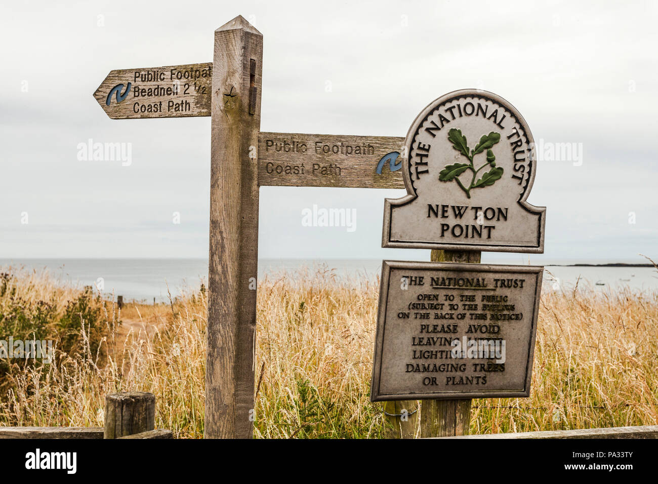 Direction sign posts at Low Newton by the Sea,Northumberland,England,UK ...