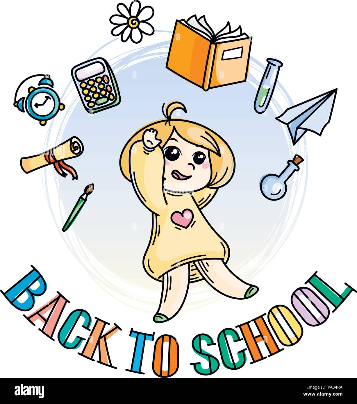 Welcome back to school. Cute school kid ready to education. Vector ...