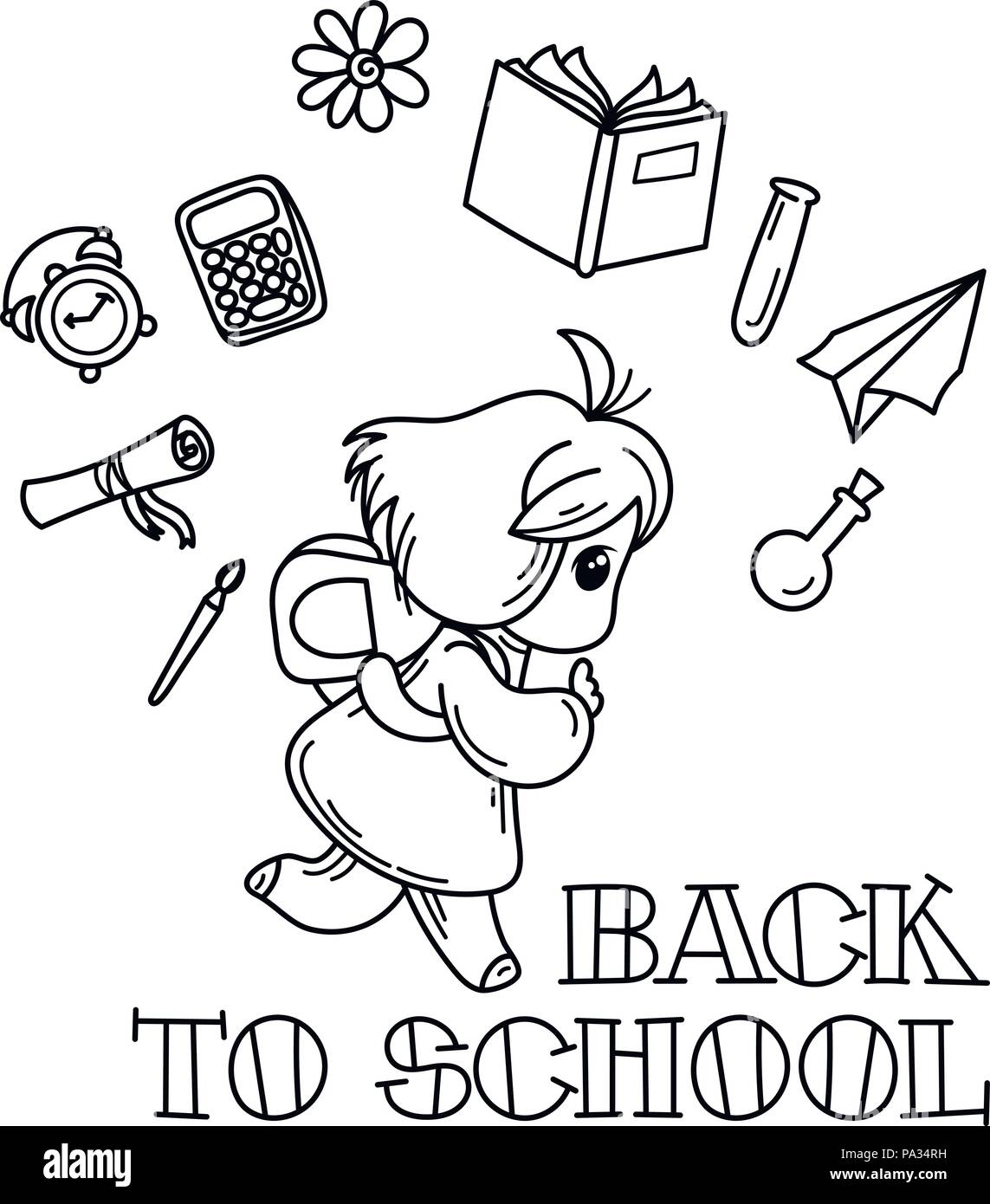 Welcome back to school. Cute school kid ready to education. Vector ...