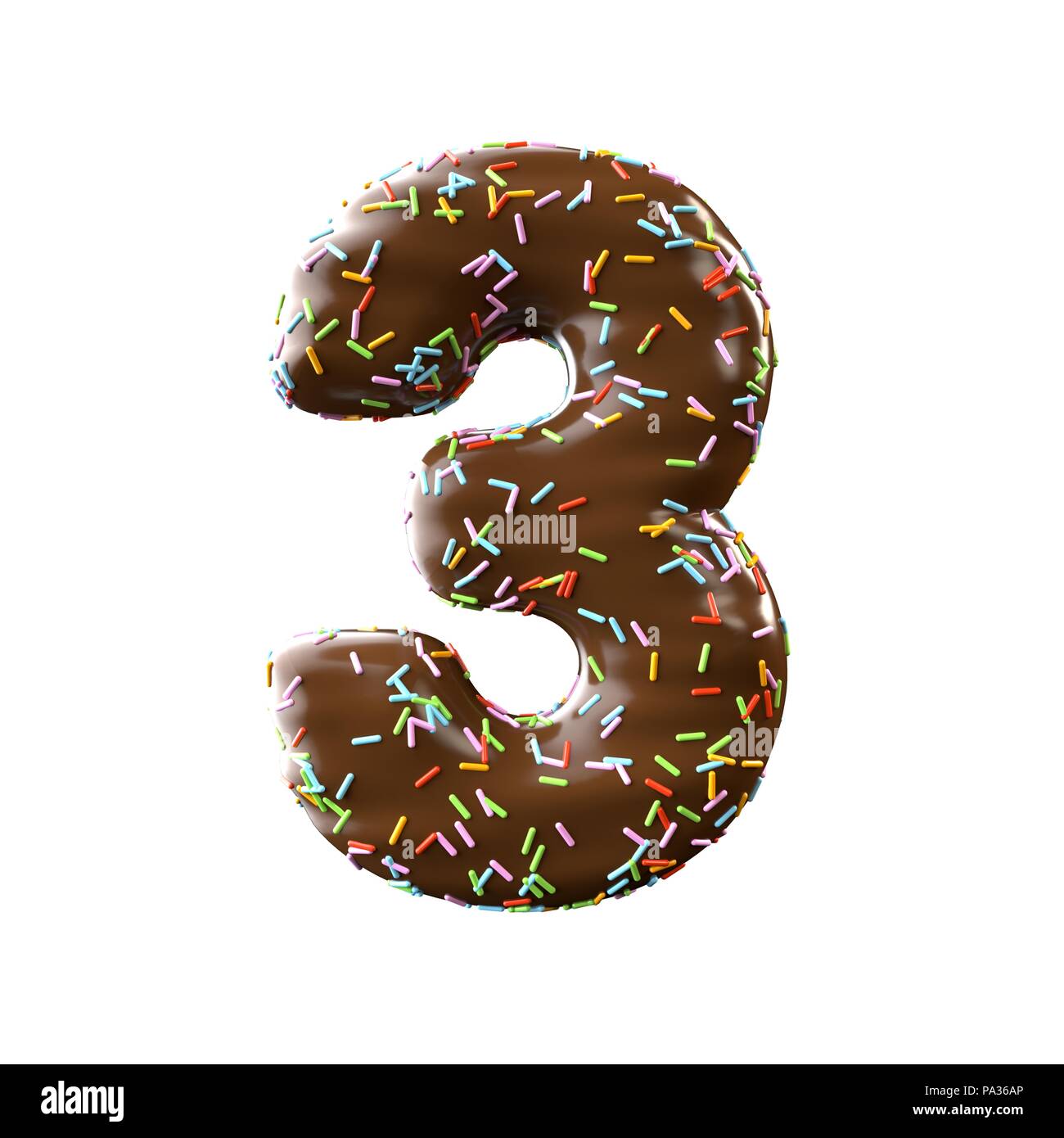 chocolate number 3 Isolated on white background Stock Photo - Alamy