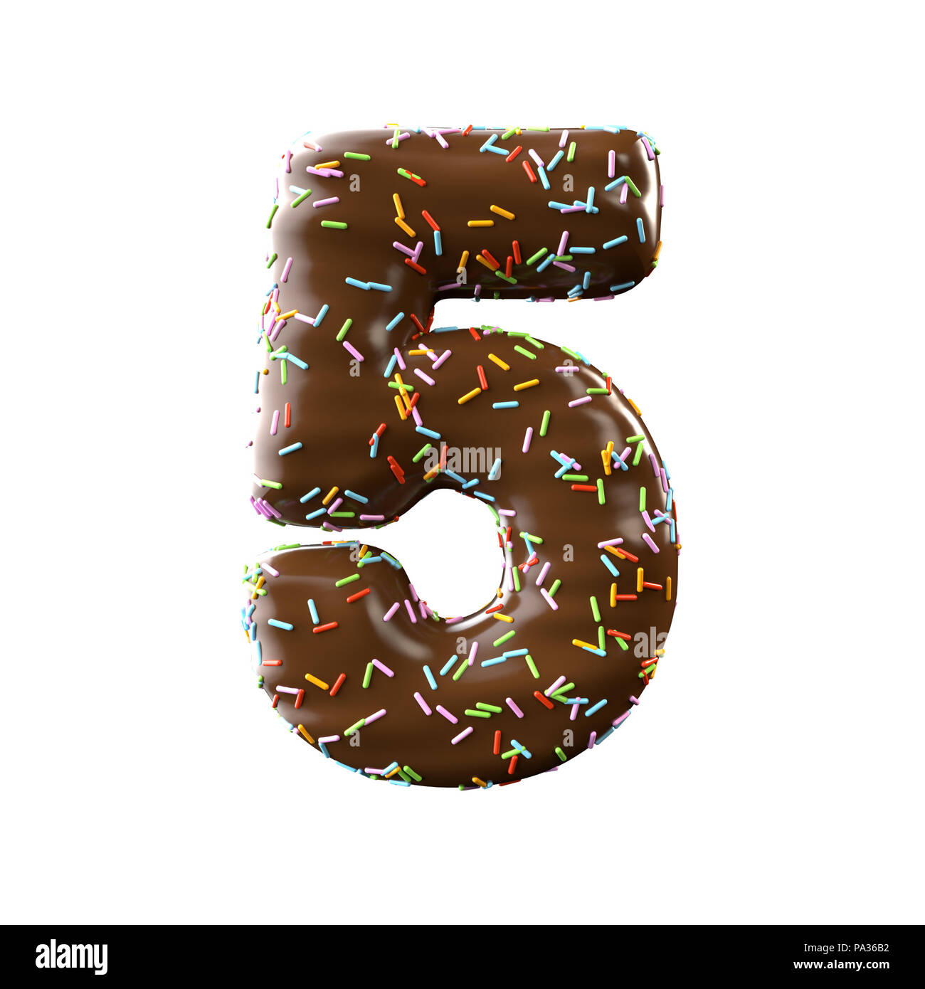 chocolate number 5 Isolated on white background Stock Photo - Alamy