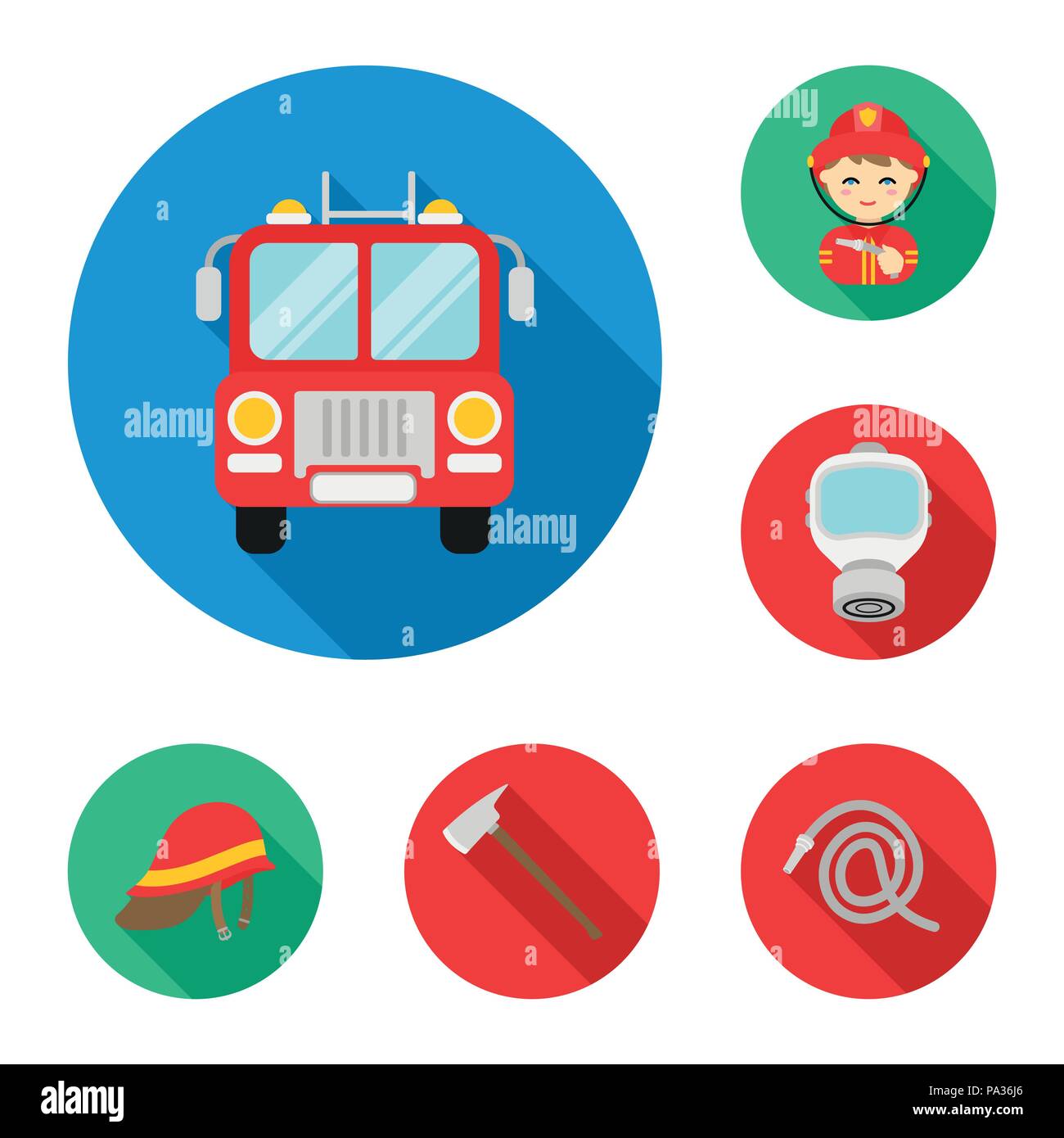 Fire Department flat icons in set collection for design. Firefighters ...