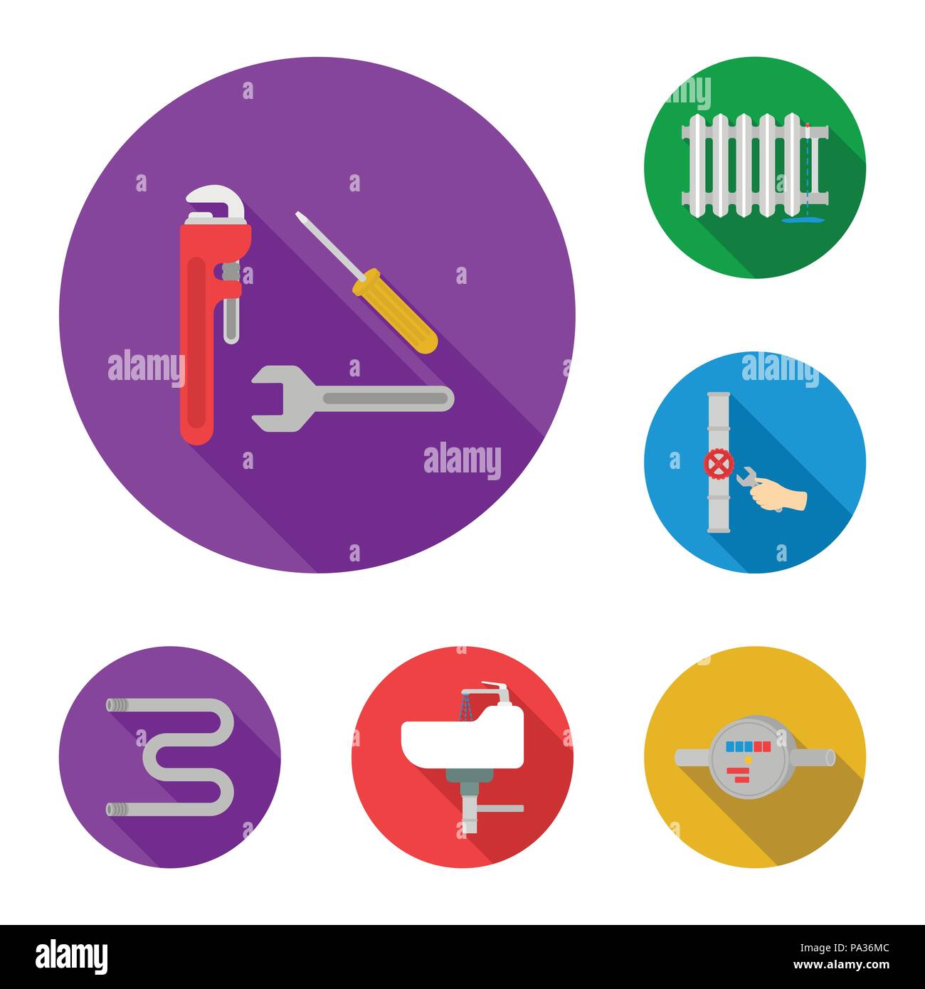 Plumbing, fitting flat icons in set collection for design. Equipment ...