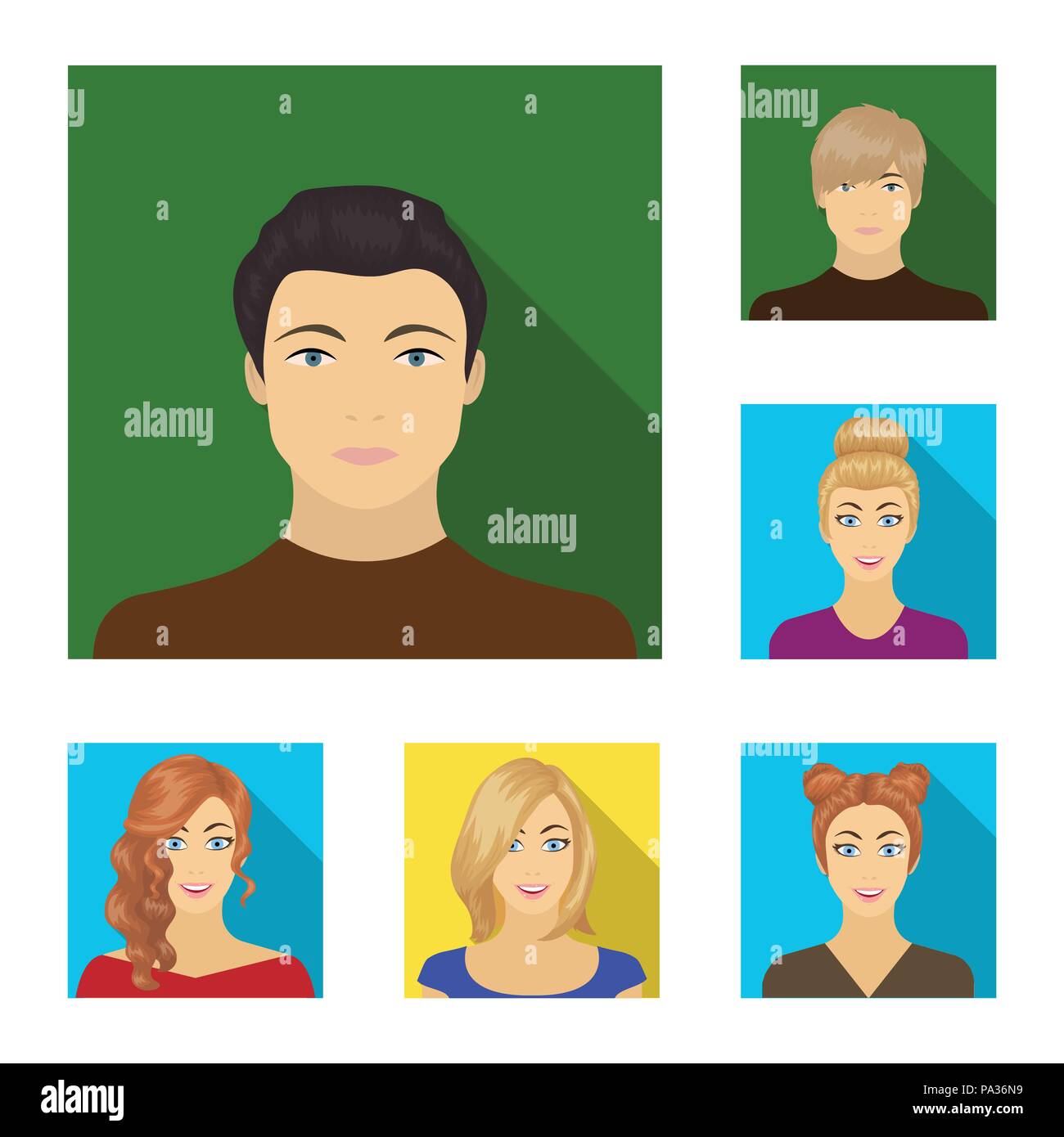 Avatar and face flat icons in set collection for design. A person ...