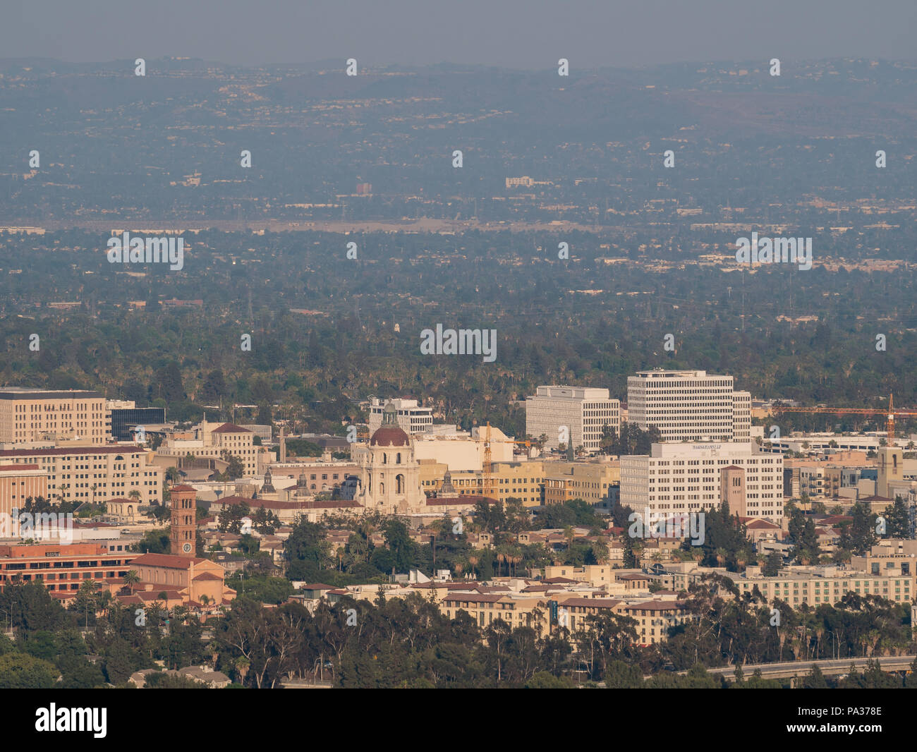 The beautiful Rose Bowl, Pasadena City hall and Pasadena downtown view ...