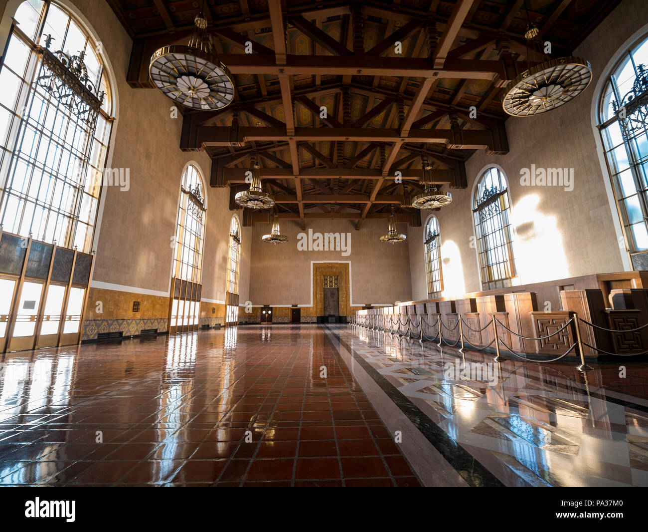 Los Angeles, JUL 12: Interior view of the famous Union Station on JUL ...