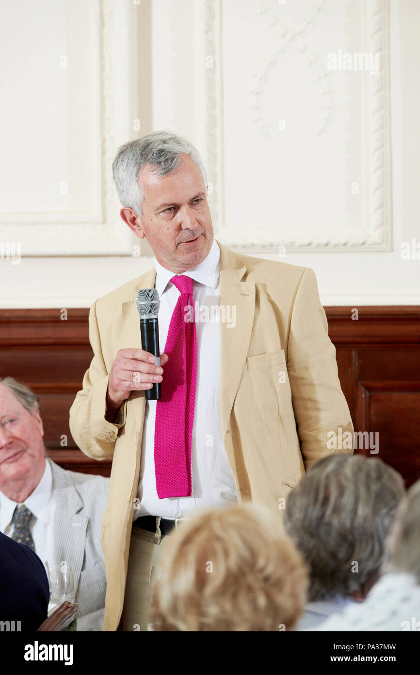 Andrew Gimson at the Oldie Literary Lunch 17/07/18; ; Photography Neil ...
