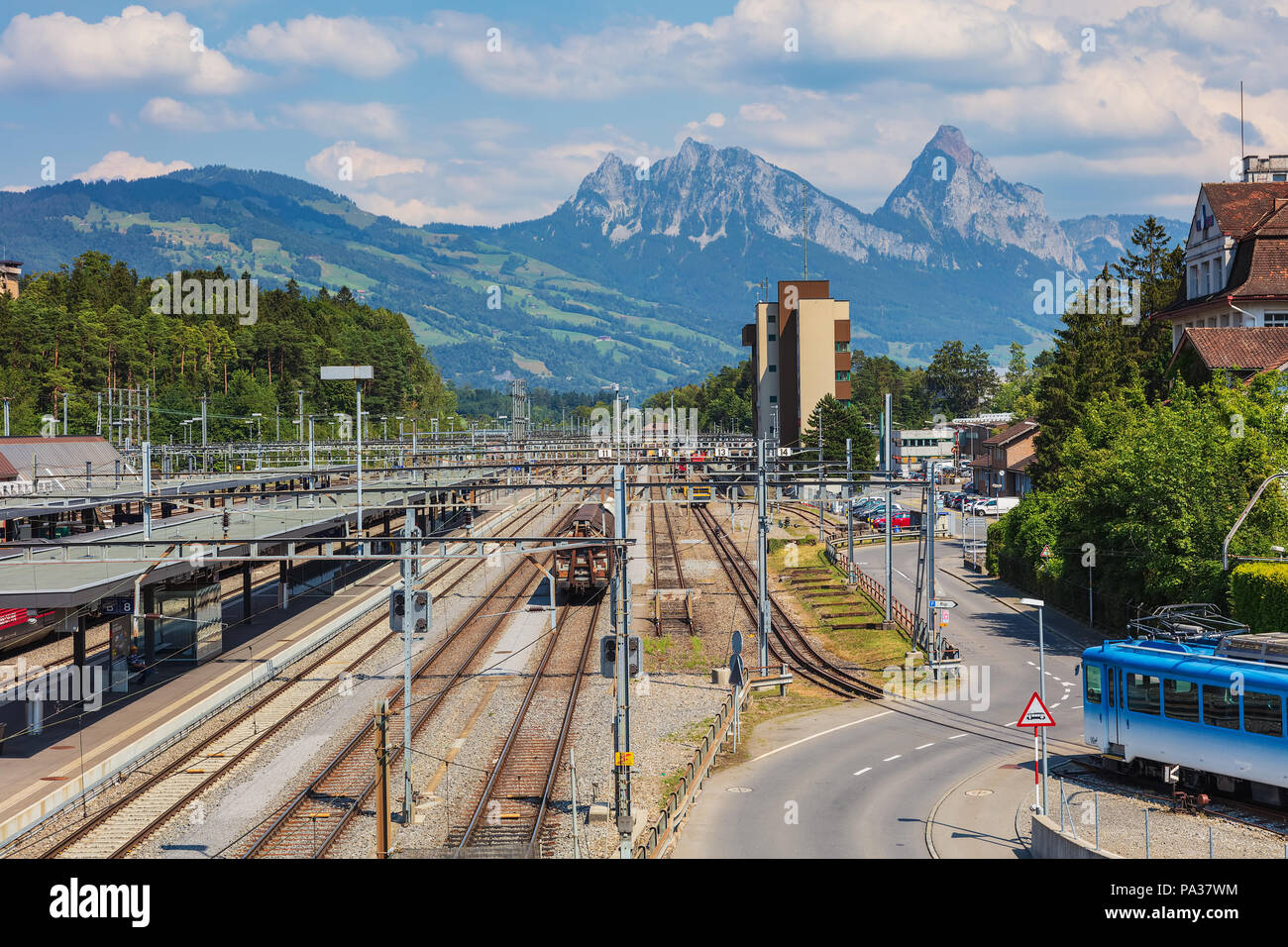Arth-Goldau, Switzerland - 19 July, 2018: railways of the Arth-Goldau ...