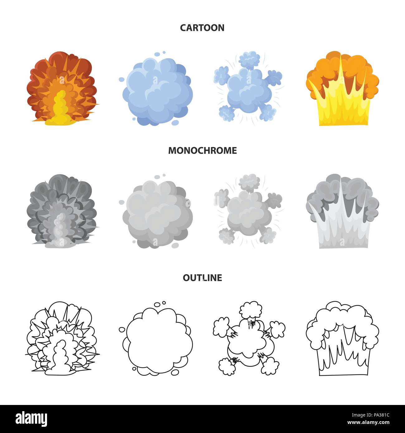 Flame, sparks, hydrogen fragments, atomic or gas explosion. Explosions ...