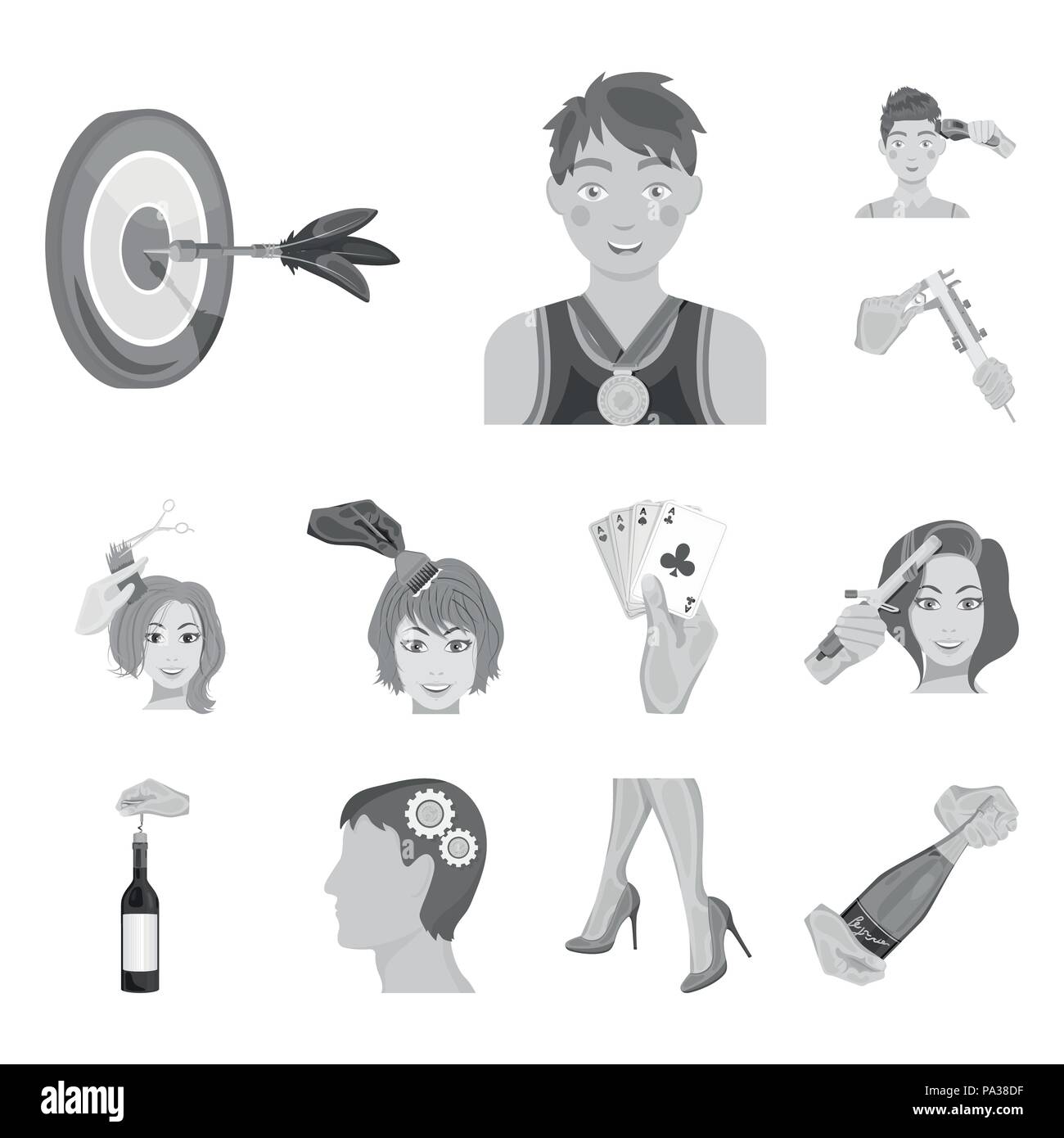 Manipulation by hands monochrome icons in set collection for design ...