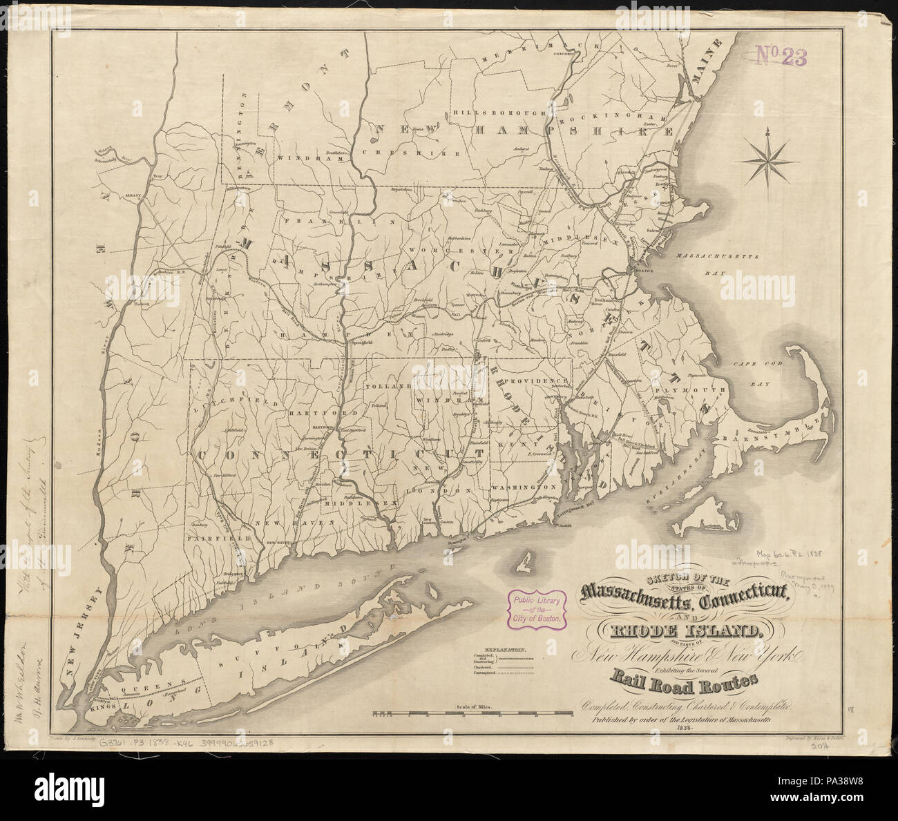18 1838 Southern New England railroad map Stock Photo - Alamy