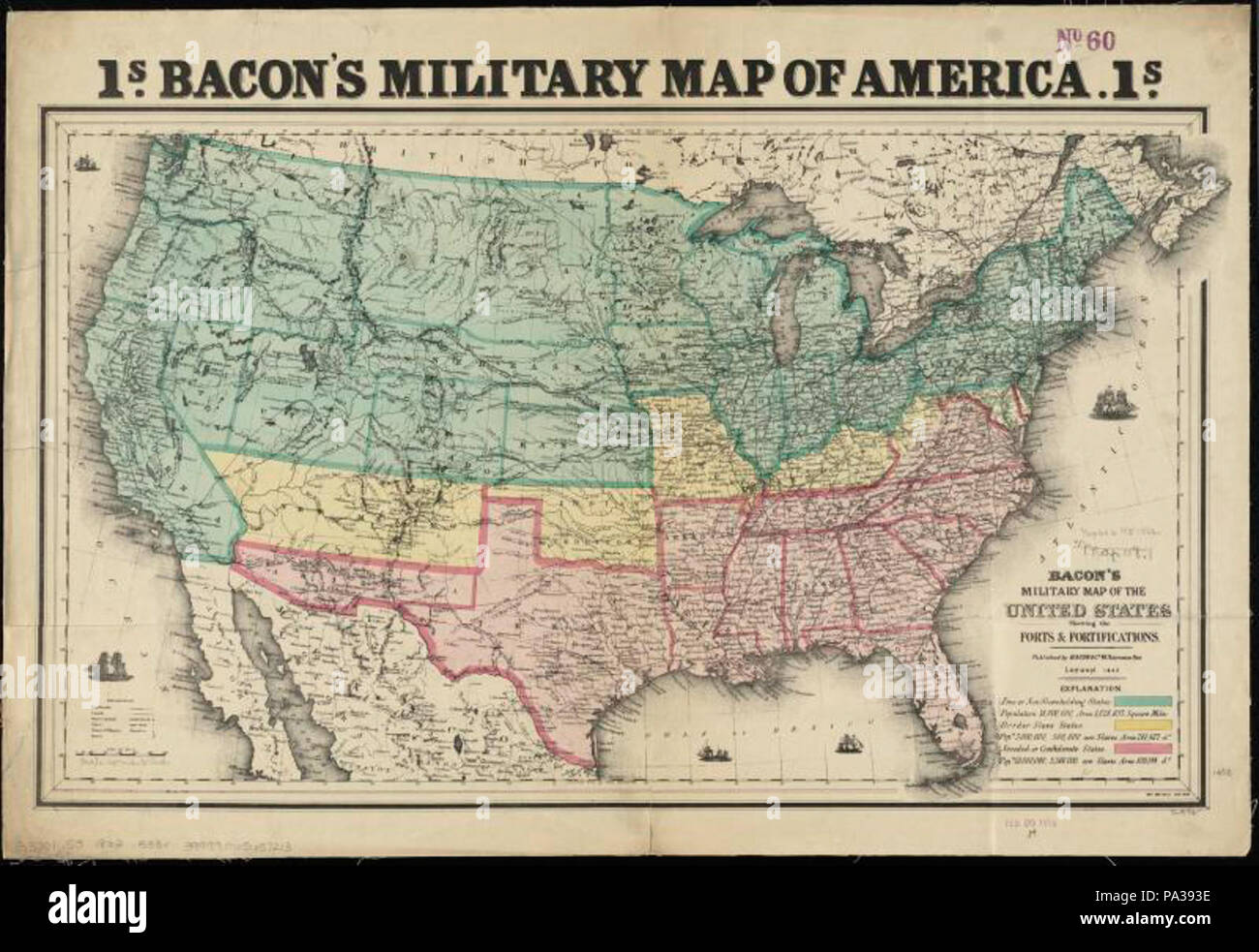 173 Bacon's military map of the United States shewing the forts and ...