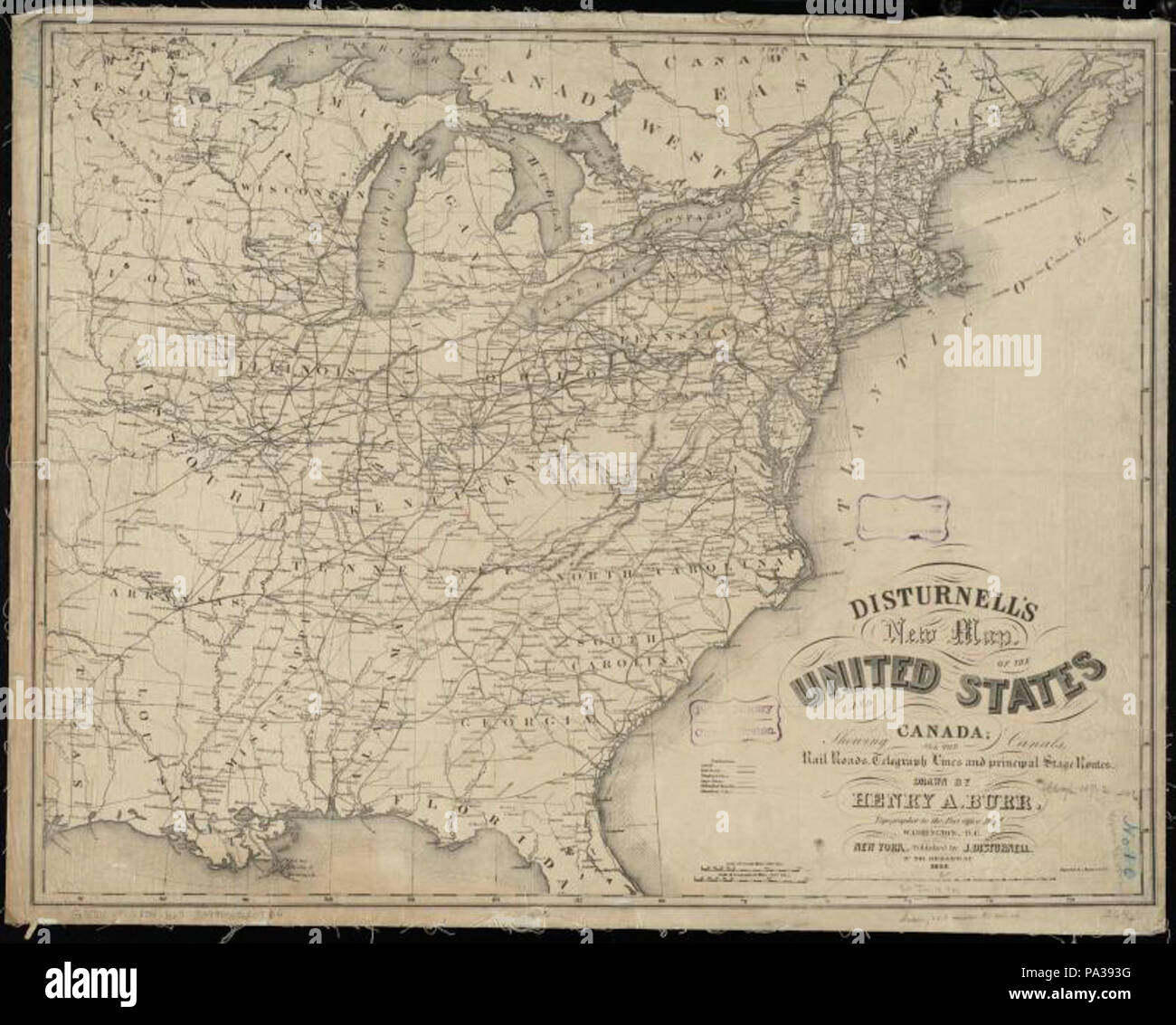 580 Disturnell's new map of the United States and Canada showing all ...