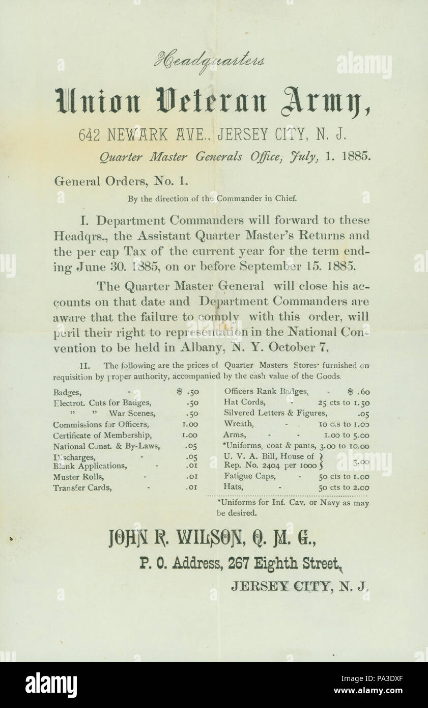 697 General Orders, No. 1., from John R. Wilson, Headquarters Union ...