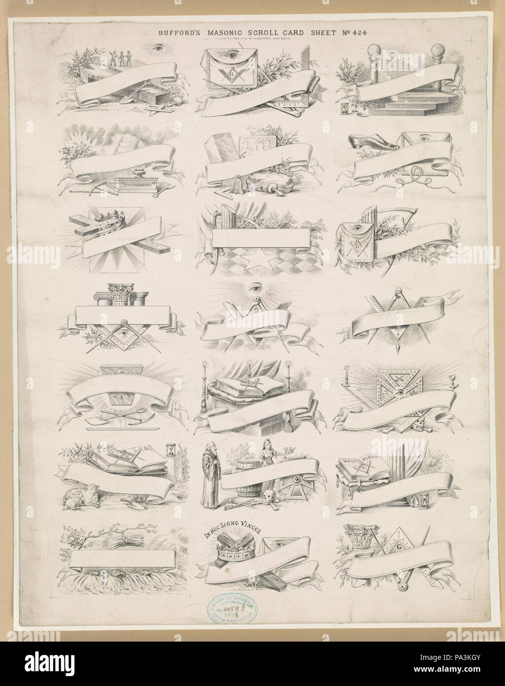 256 Bufford's Masonic scroll card sheet no. 424 LCCN2002735712 Stock ...