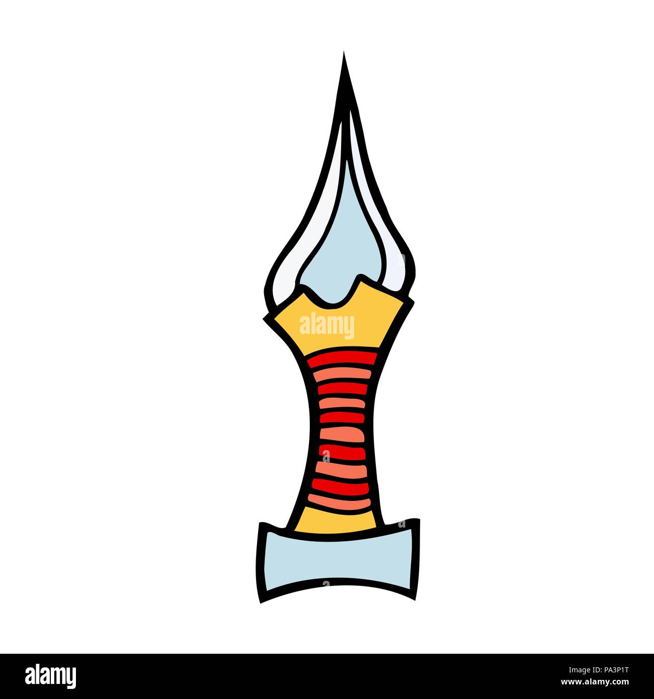 Cartoon Colored image of dagger. Vector illustration isolated on white ...