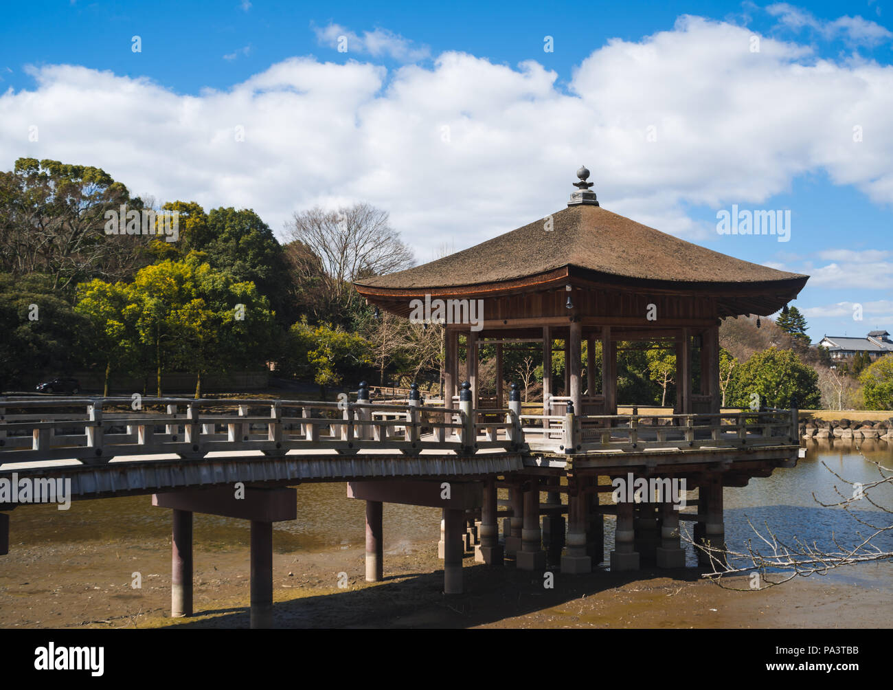 Japanese pavilion on the water, Ukimi-dō Pavilion, Nara, Nara-shi ...