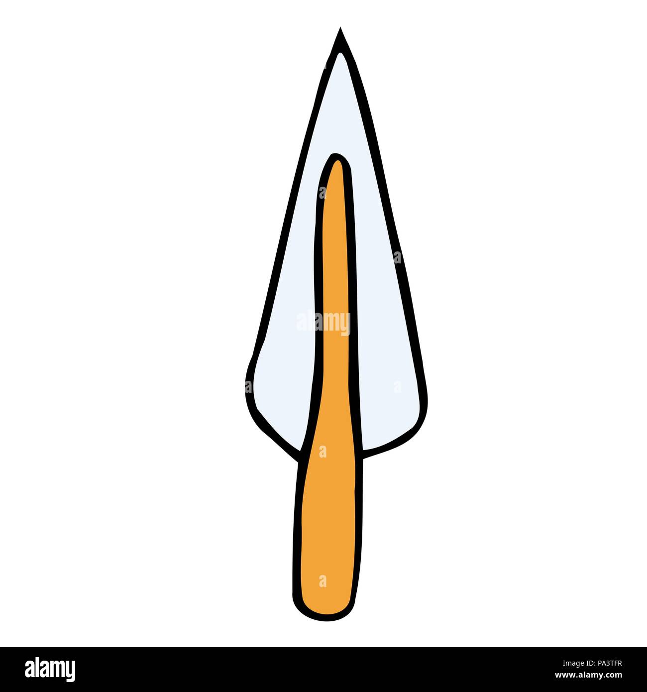 retro cartoon spear. Hand drawn colored illustration isolated on white ...