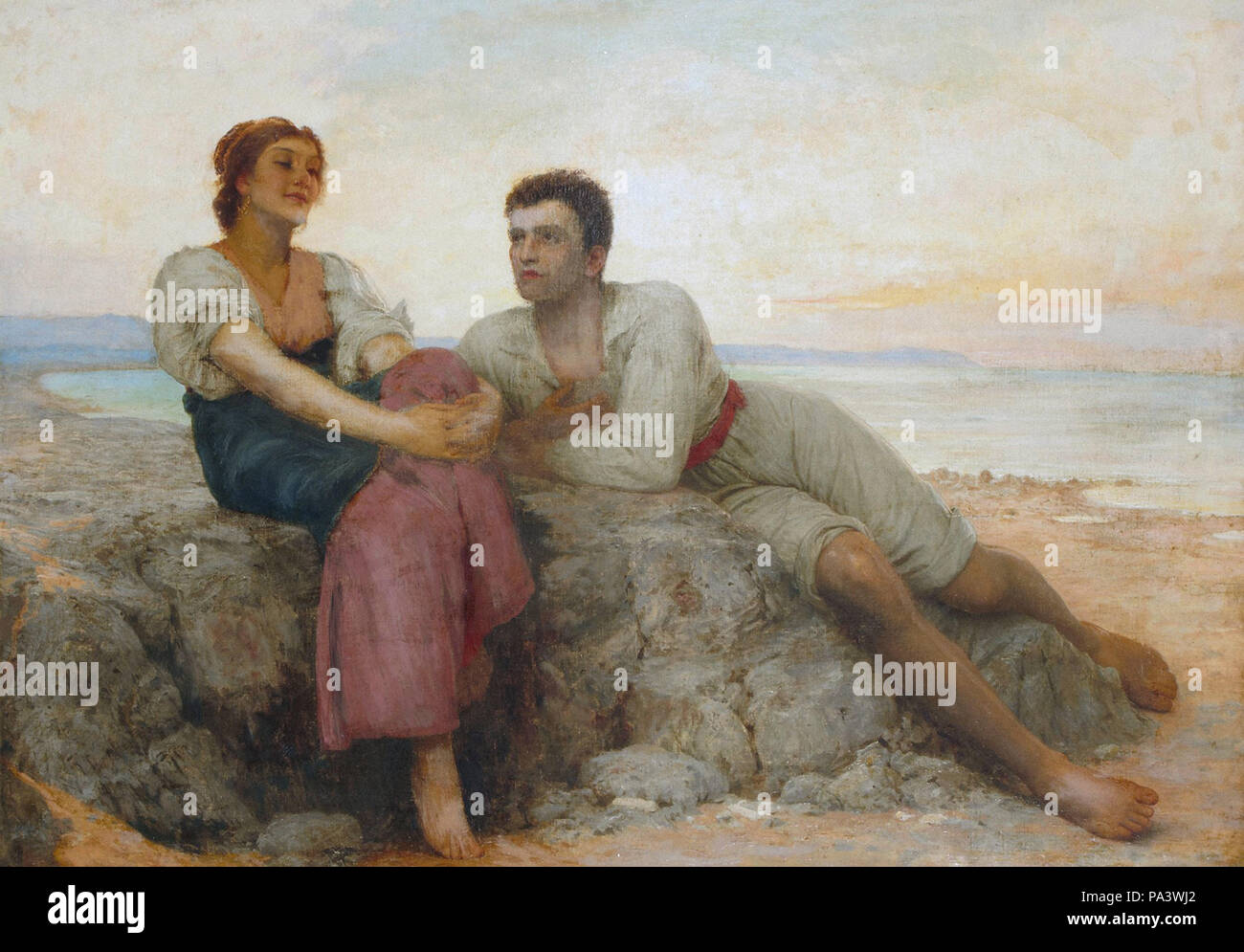 Perugini Charles Edward - Young Lovers on the Beach Stock Photo - Alamy