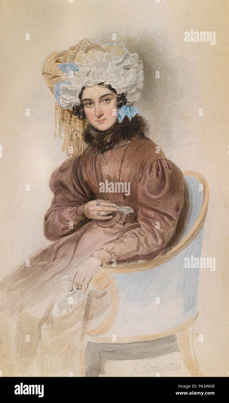 Peter Emanuel Thomas - Portrait of a Lady in a Frilled Bonnet Seated ...