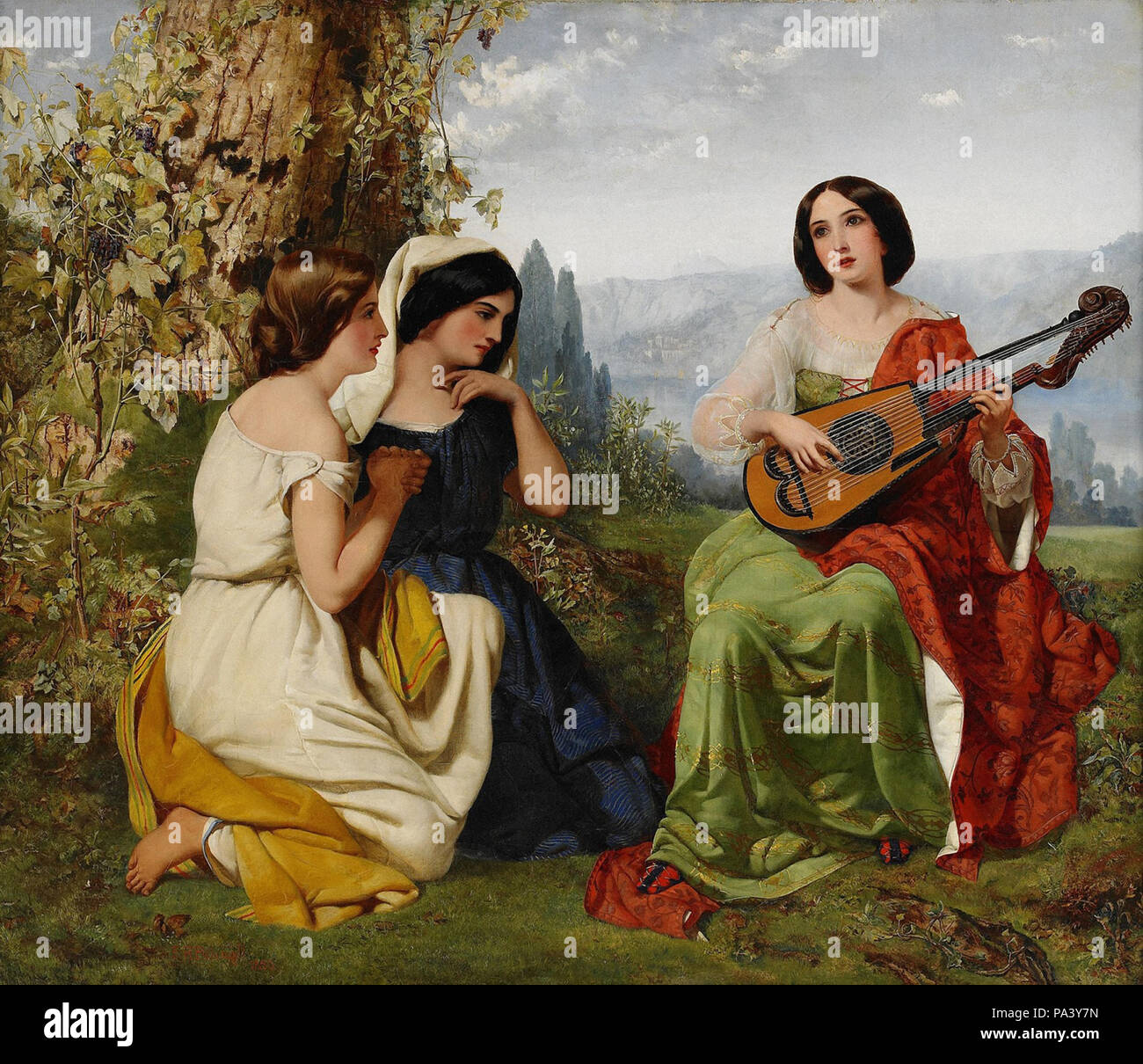 Pickersgill Frederick Richard - Romantic Scene with Girl Playing Lute ...