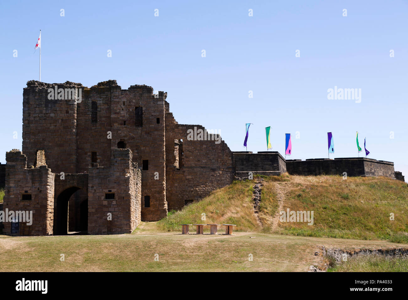 The gatehouse of Tynemouth Castle at Tynemouth in north-east England ...