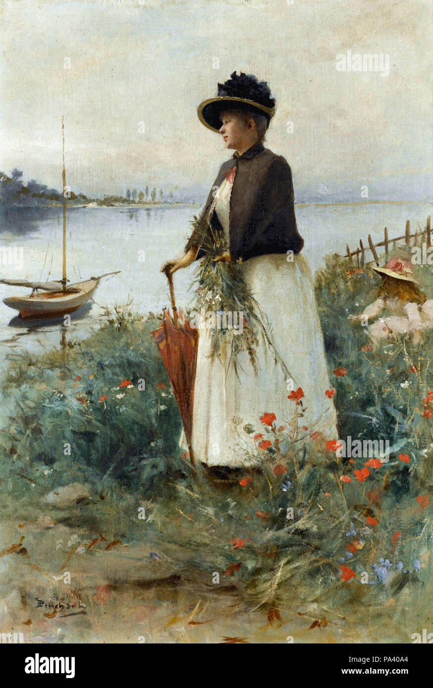 Pinchart Auguste Emile - Gathering Flowers Stock Photo - Alamy