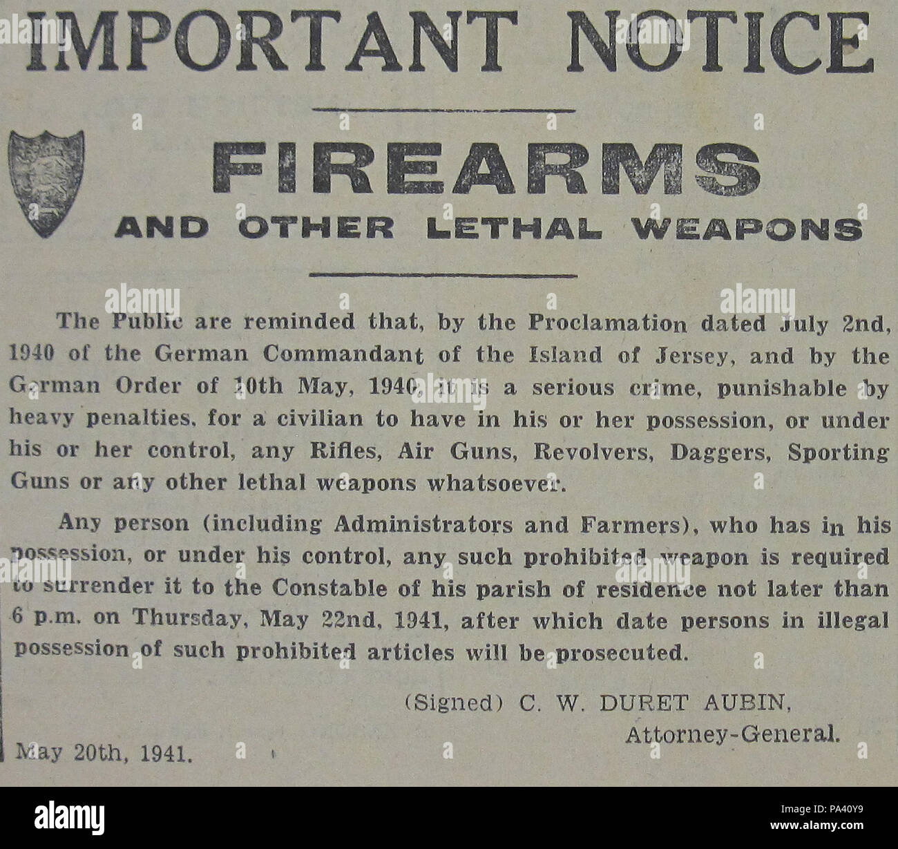 Weapons laws and regulations hi-res stock photography and images - Alamy