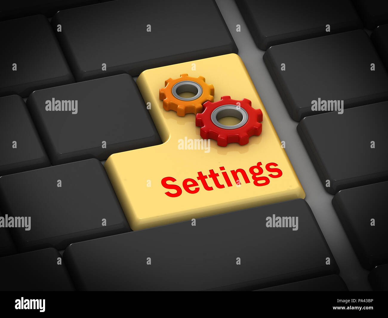 Settings sign on keyboard Stock Photo - Alamy