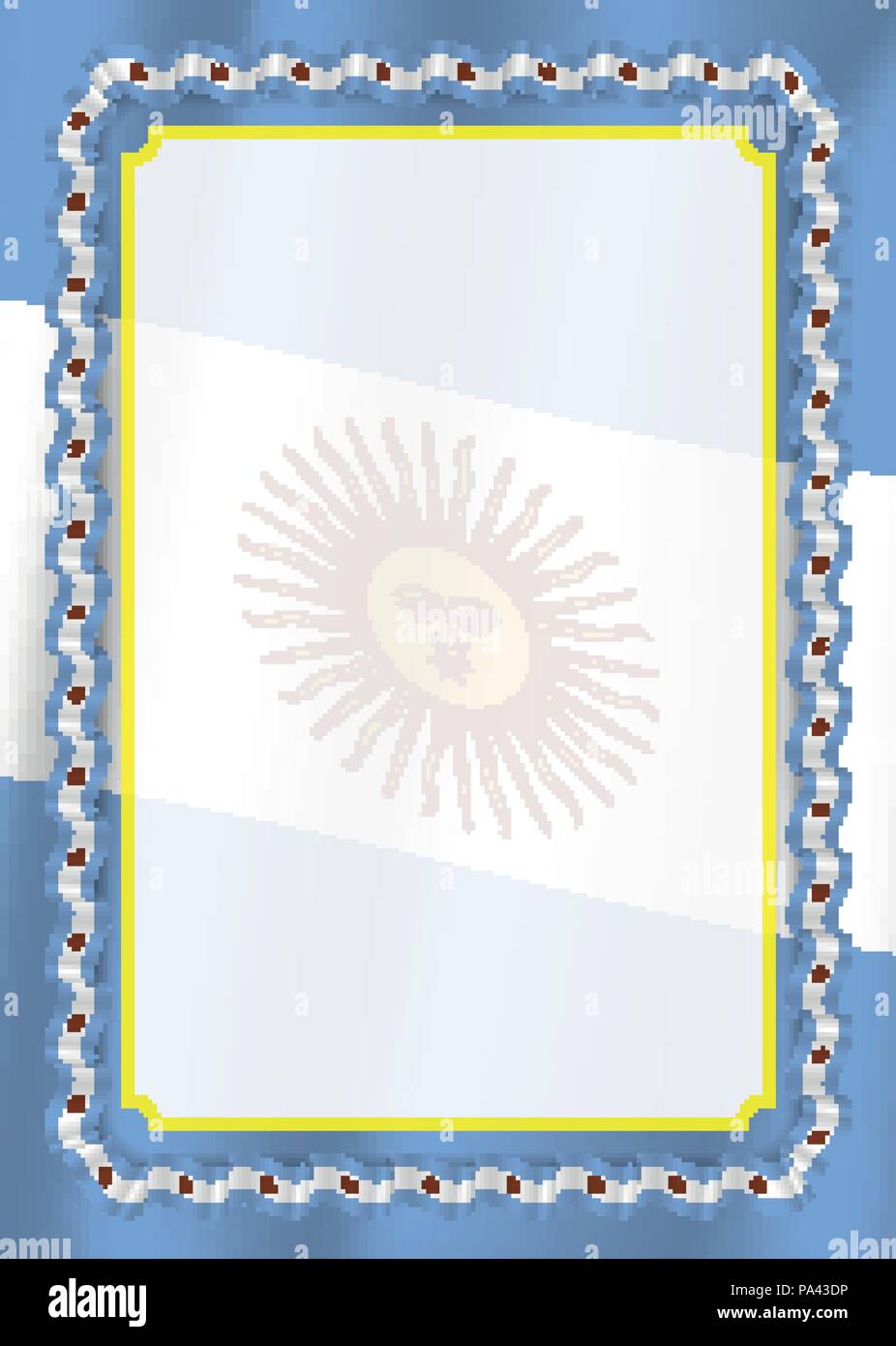 Frame and border of ribbon with Argentina flag, template elements for ...