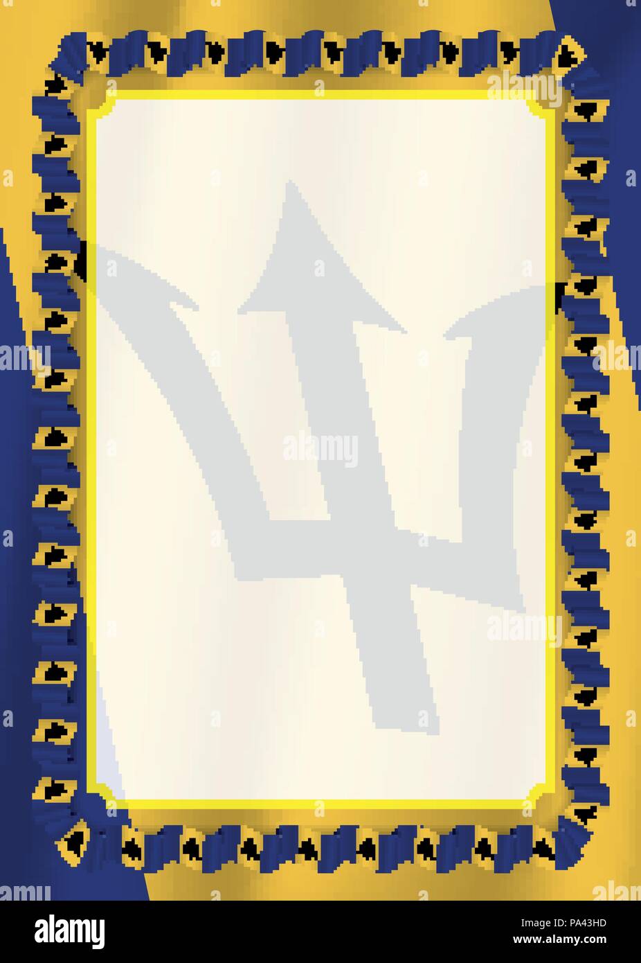 Frame and border of ribbon with Barbados flag, template elements for ...