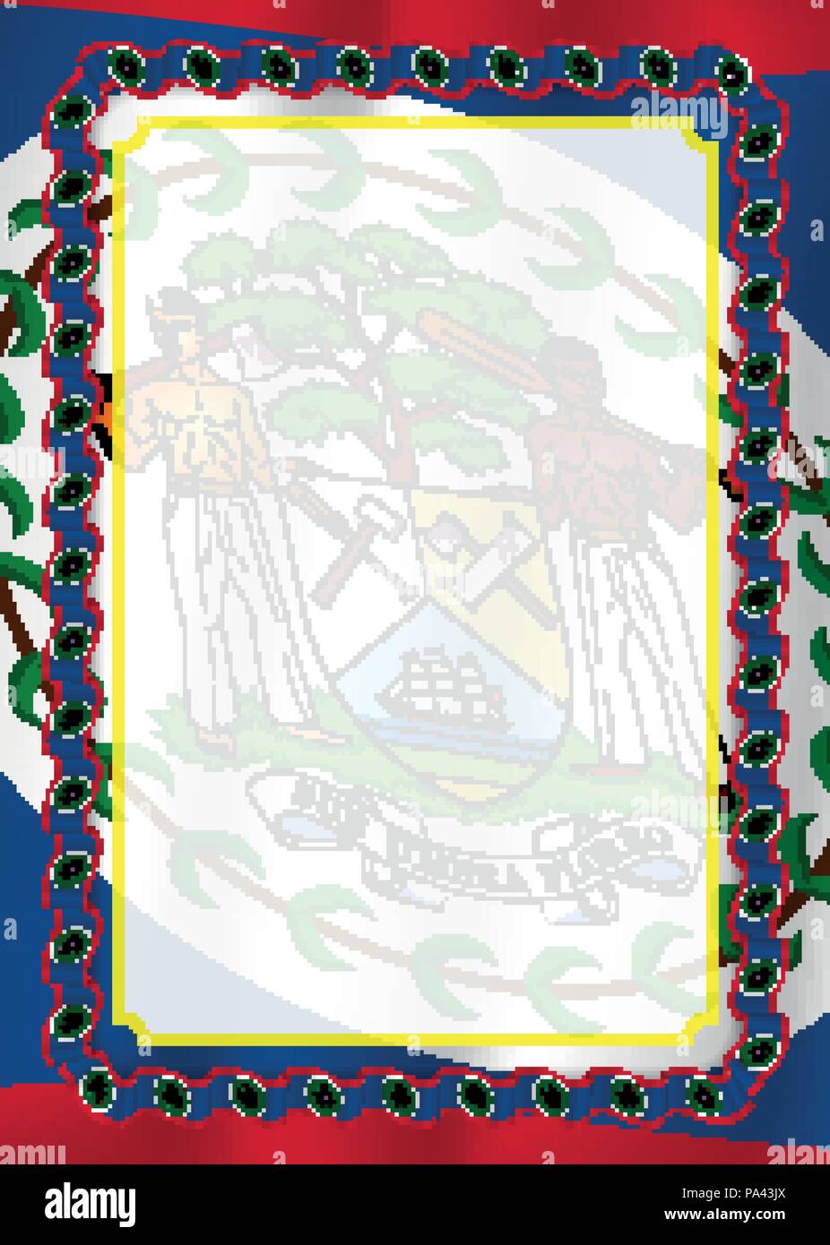 Frame and border of ribbon with Belize flag, template elements for your ...