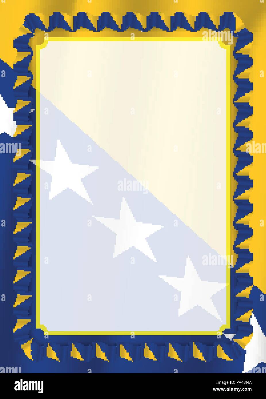 Frame and border of ribbon with Bosnia and Herzegovina flag, template ...