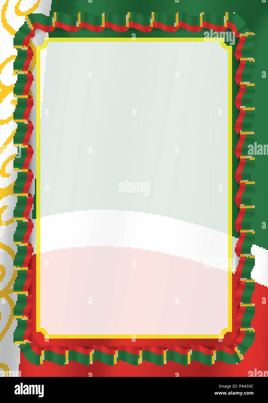 Frame and border of ribbon with Chechen flag, template elements for ...