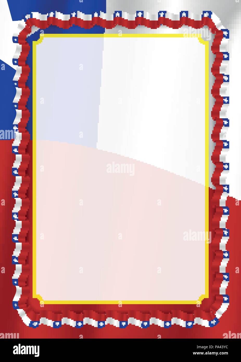 Frame and border of ribbon with Chile flag, template elements for your ...