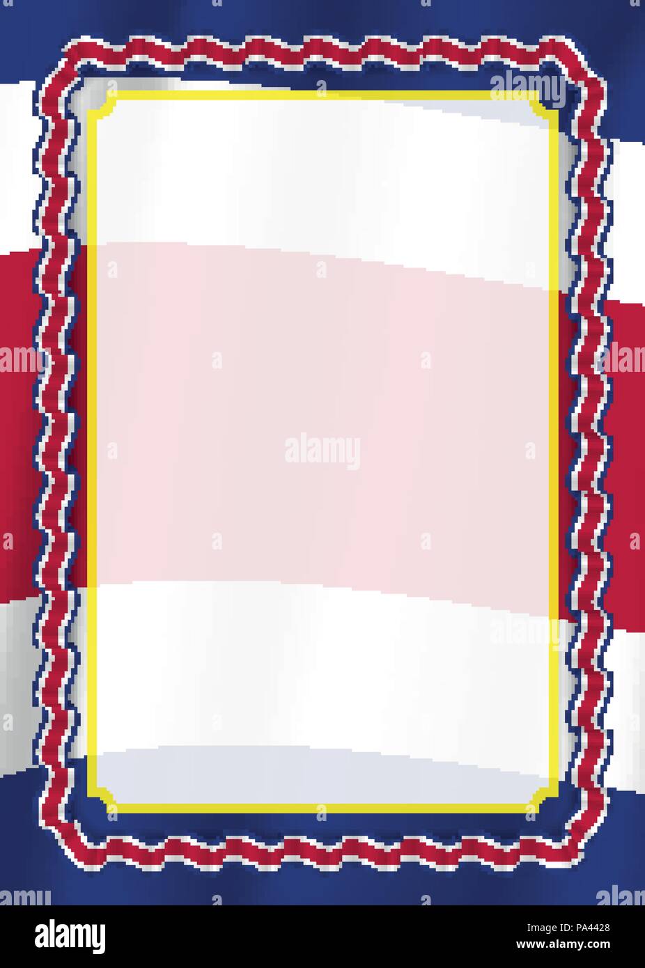 Frame and border of ribbon with Costa Rica flag, template elements for ...