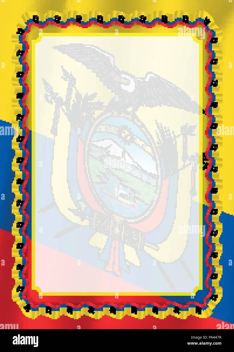 Frame and border of ribbon with Ecuador flag, template elements for ...
