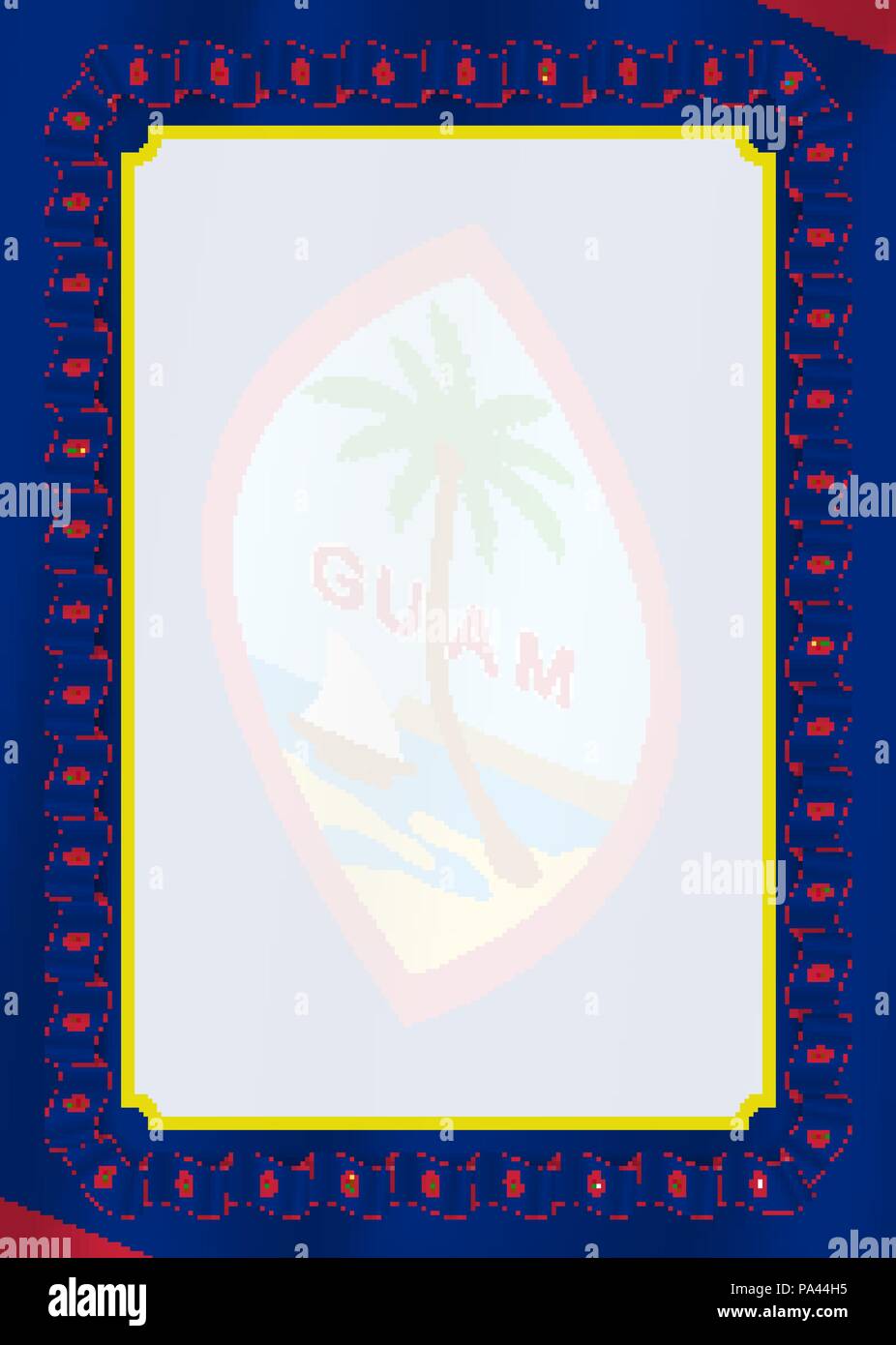Frame and border of ribbon with Guam flag, template elements for your ...