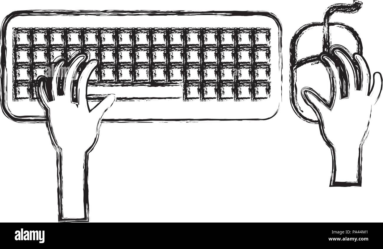 hands typing in keyboard and mouse Stock Vector Image & Art - Alamy