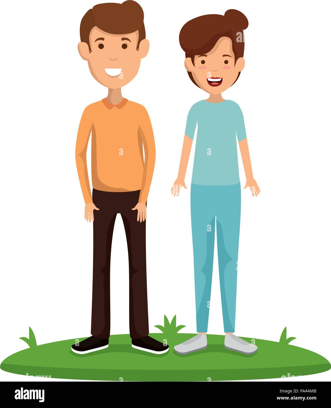 young couple in grass avatars characters Stock Vector Image & Art - Alamy