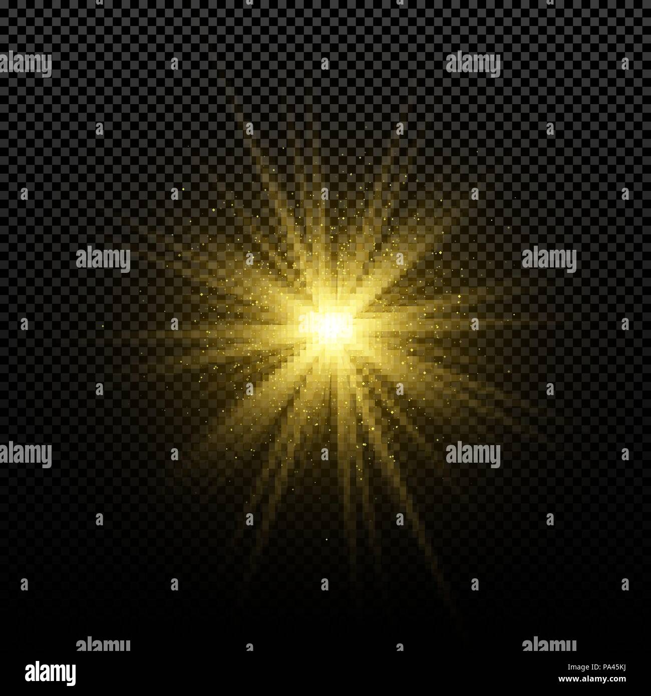 Golden glowing golden star on a transparent background. Glowing magical ...