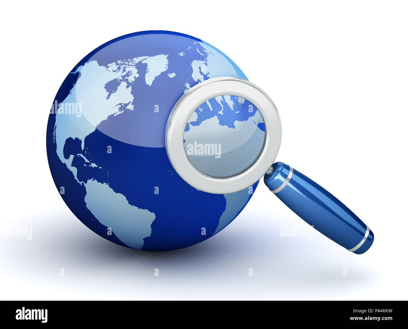 Earth and Magnifying Glass Stock Photo - Alamy
