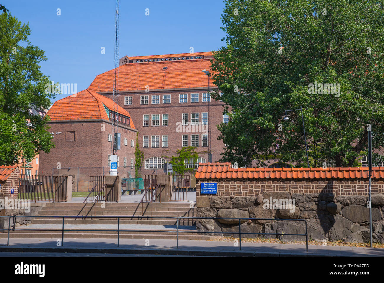 City Stocholm, Sweden. Urban city view, street, peoples and buildings ...