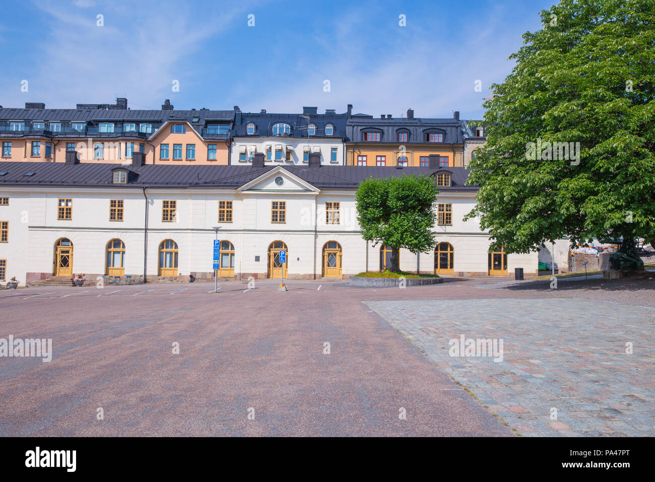 City Stocholm, Sweden. Urban city view, street, peoples and buildings ...
