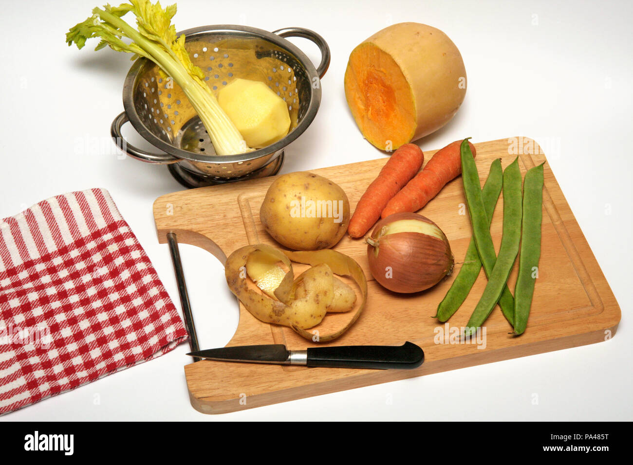 Vegetables soup. Step by step. Prepared dish: BJT2C0 Stock Photo - Alamy