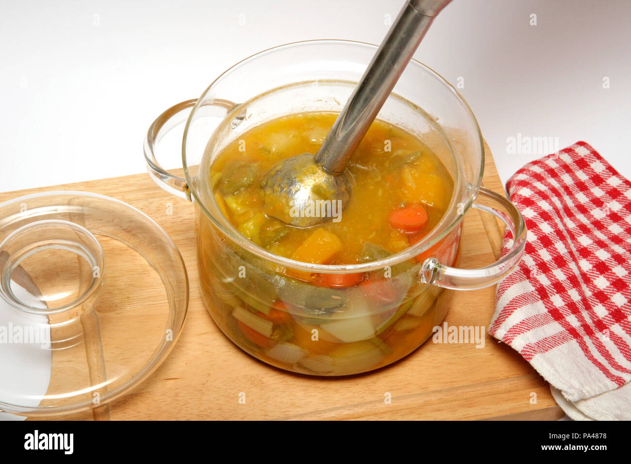 Vegetables soup. Step by step. Prepared dish: BJT2C0 Stock Photo - Alamy