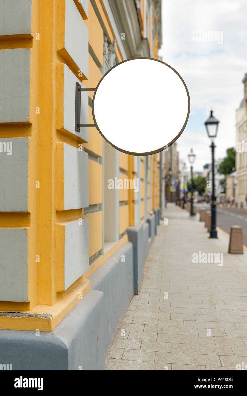 Blank shop sign. Round signage mockup. 3d illustration Stock Photo - Alamy