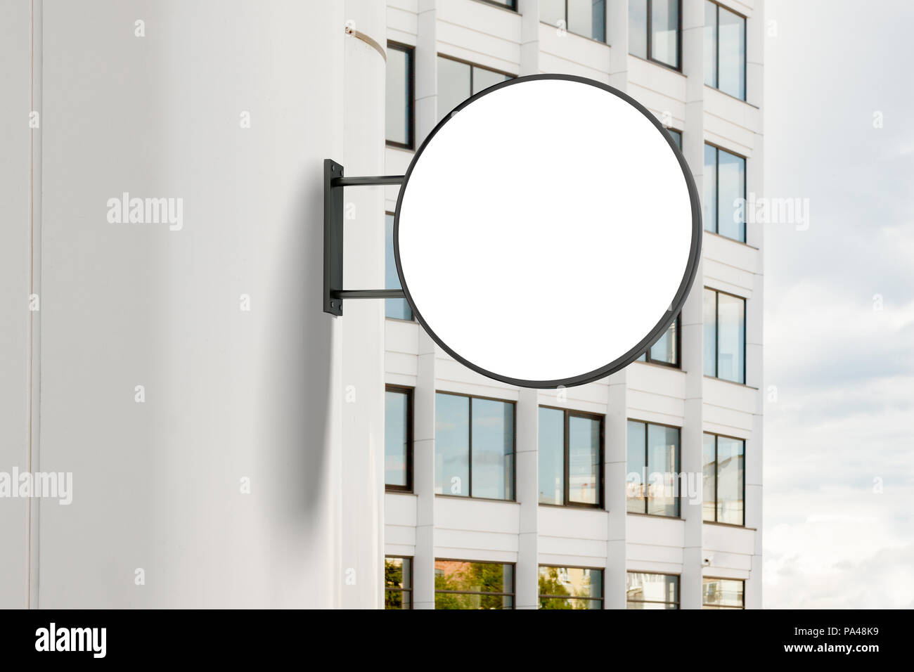 Blank shop sign. Round signage mockup. 3d illustration Stock Photo - Alamy