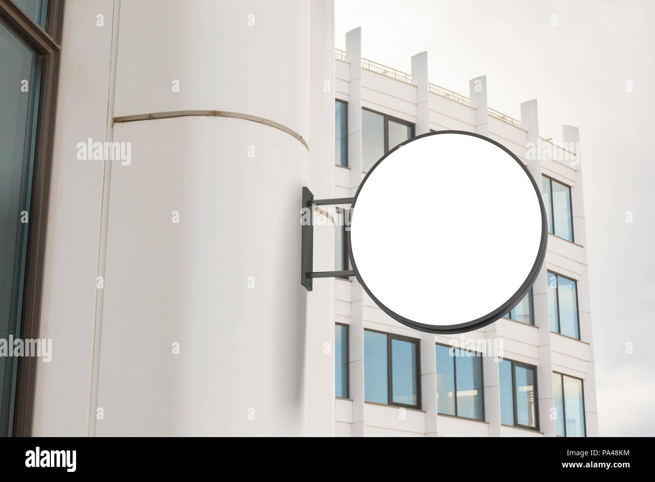 Blank shop sign. Round signage mockup. 3d illustration Stock Photo - Alamy