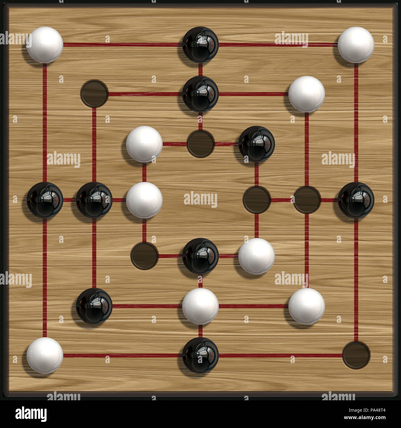 An illustration of a nine men´s morris game Stock Photo - Alamy